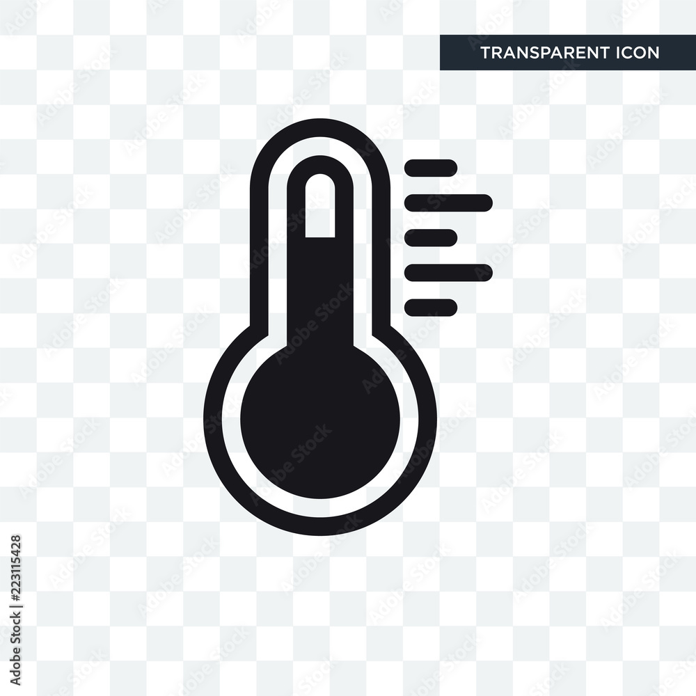 High temperature on a thermometer vector icon isolated on transparent ...