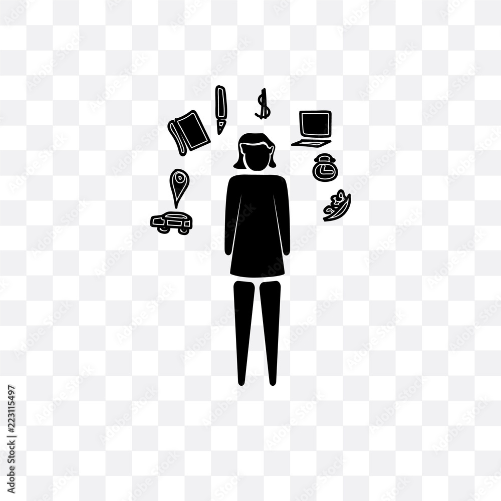 multitasking woman icon isolated on transparent background. Simple and ...