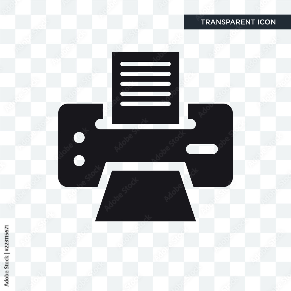 Blank paper and printer vector icon isolated on transparent background ...