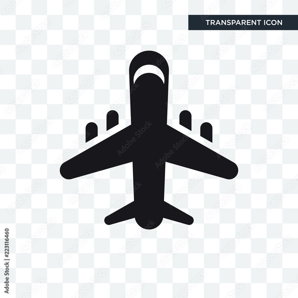 Airplane pointing up vector icon isolated on transparent background ...