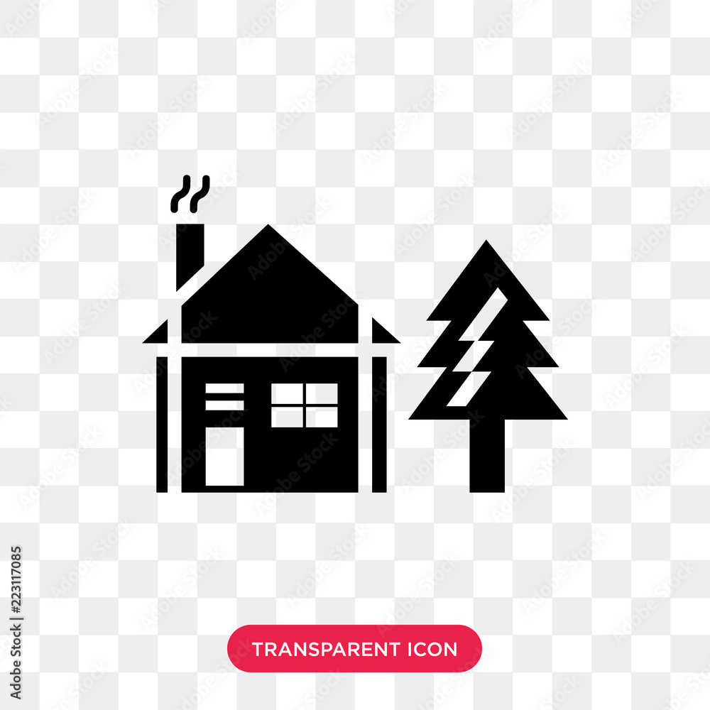 House with Tree vector icon isolated on transparent background, House ...