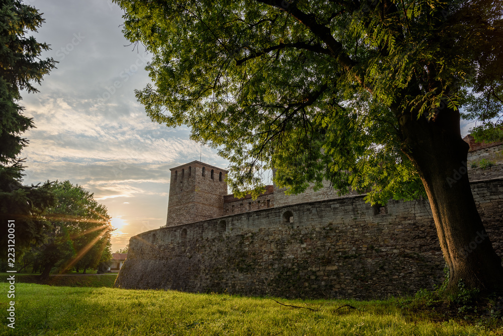 Aerial shot of Baba Vida fortress in Vidin, Bulgaria on the shore of ...