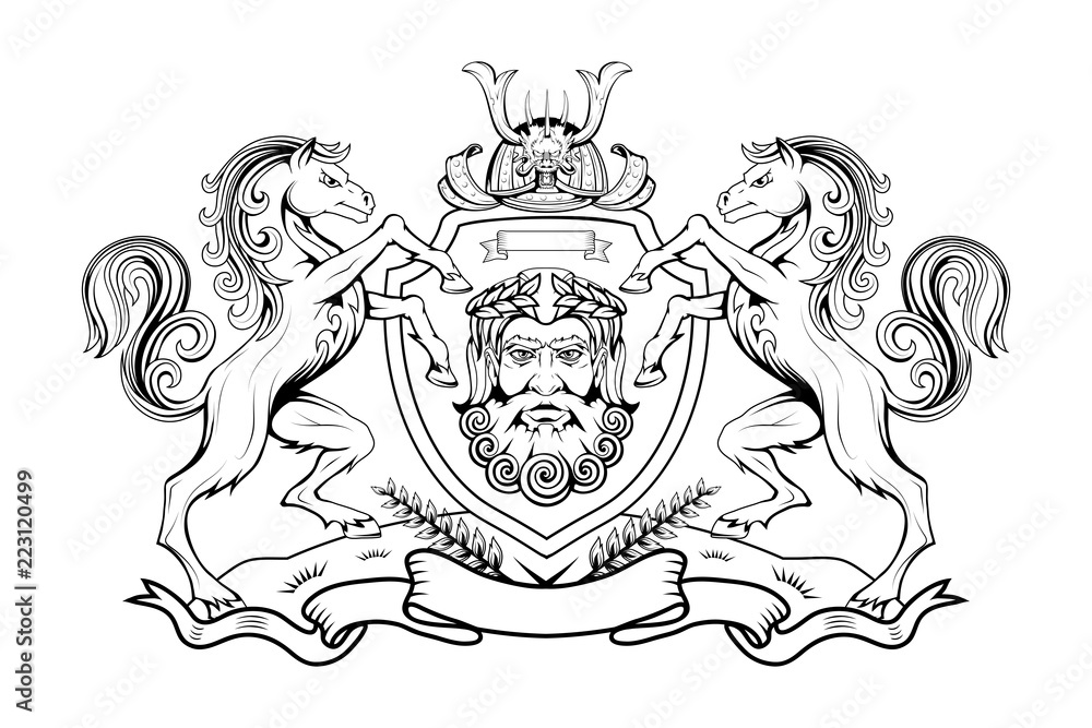 heraldry, heraldic crest or coat of arms, heraldic elements for your ...