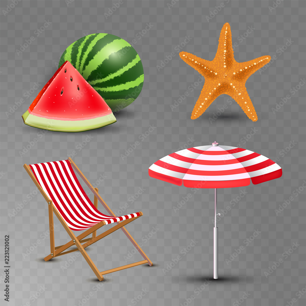 vector illustration of Realistic summer holidays seaside beach icons ... vector illustration of Realistic summer holidays seaside beach icons ...