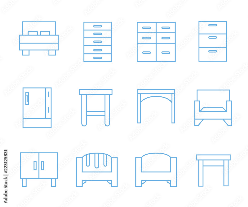 chair icons, furniture icons set Stock Vector | Adobe Stock
