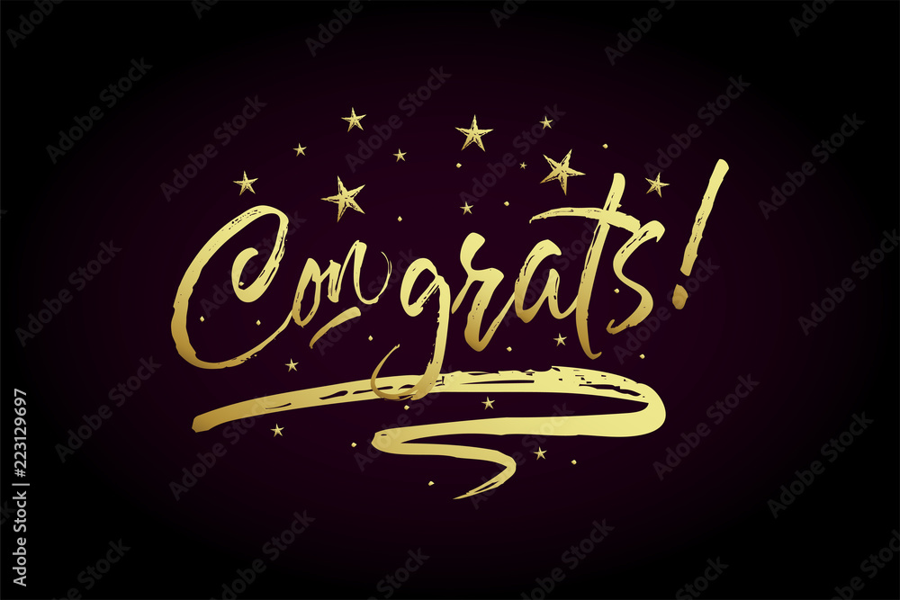 Congrats, Congratulations card. Beautiful greeting poster, calligraphy ...
