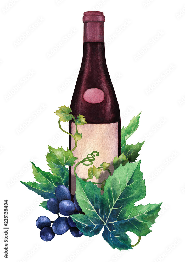 Red Wine Grapes Leaves