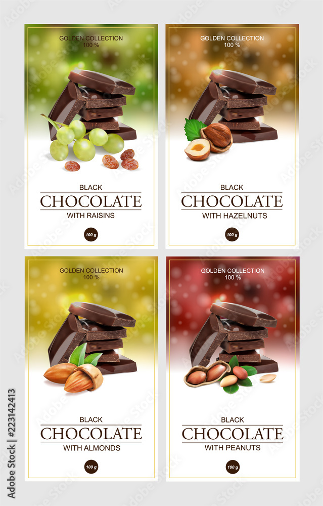 Set of vector labels for chocolate. Stock Vector | Adobe Stock