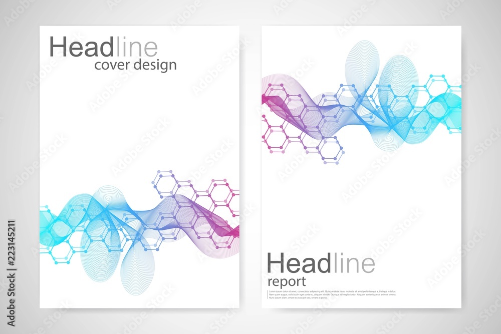 Scientific brochure design template. Vector flyer layout, Molecular ...