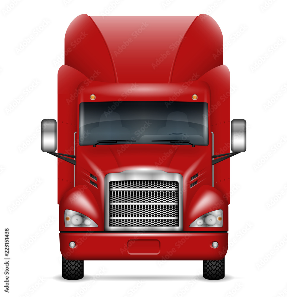 Realistic red truck vector illustration Stock Vector | Adobe Stock