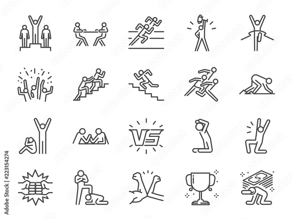 Competition icon set. Included icons as versus, competitors, game ...