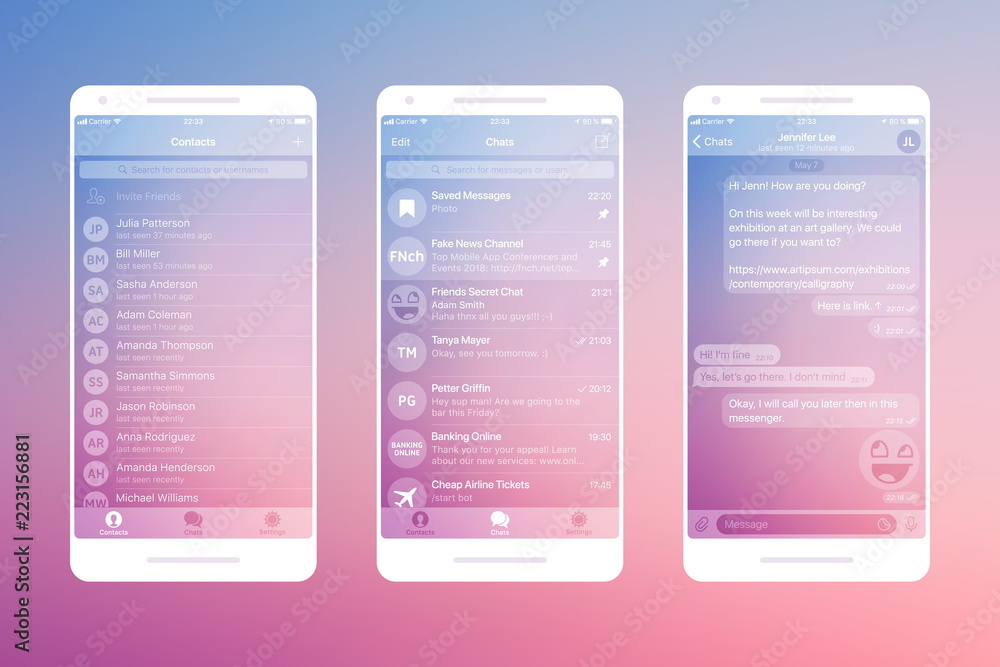 Messaging App WhatsApp UI and UX Concept Realistic Vector Mockup in ...