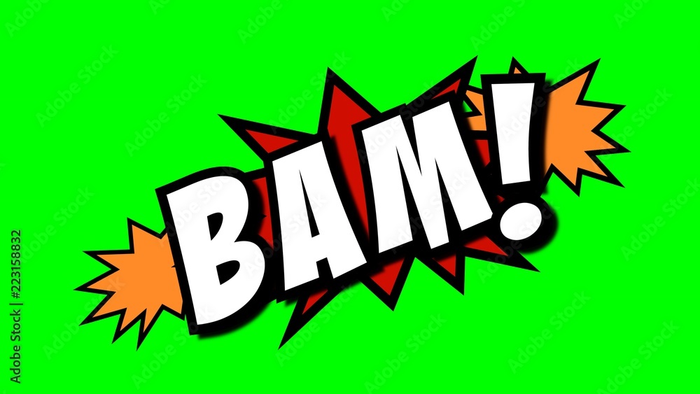 A comic strip speech cartoon with an explosion shape and the word Bam ...
