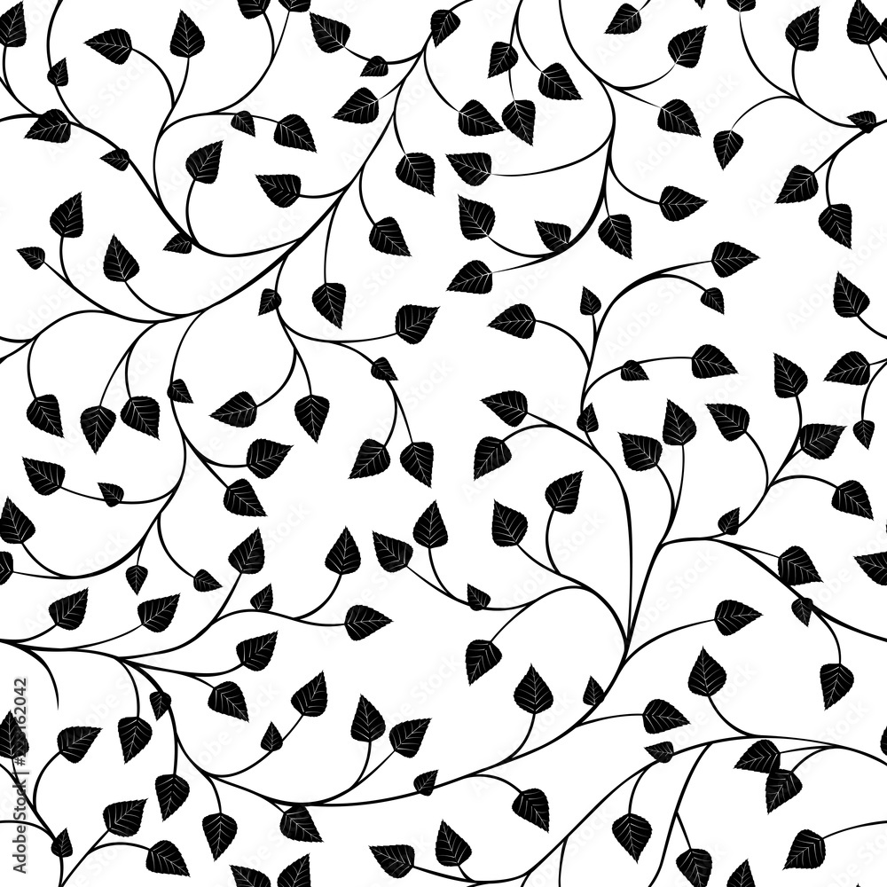 Black And White Leaves Pattern