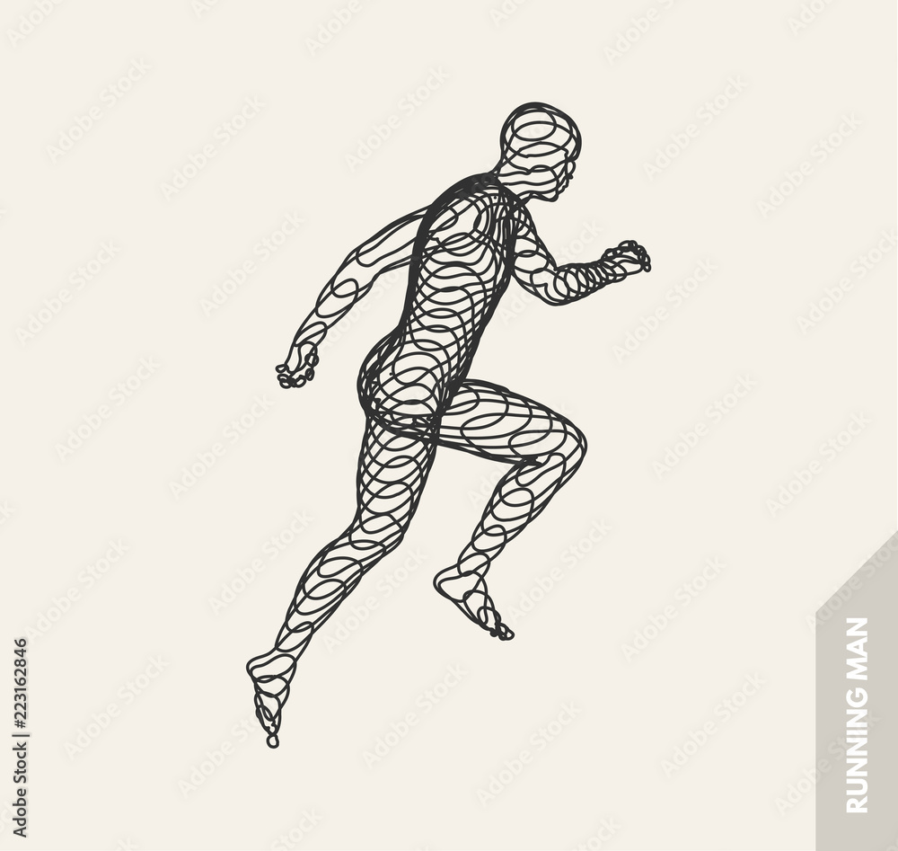 3d running man. Design for sport, business, science and technology ...