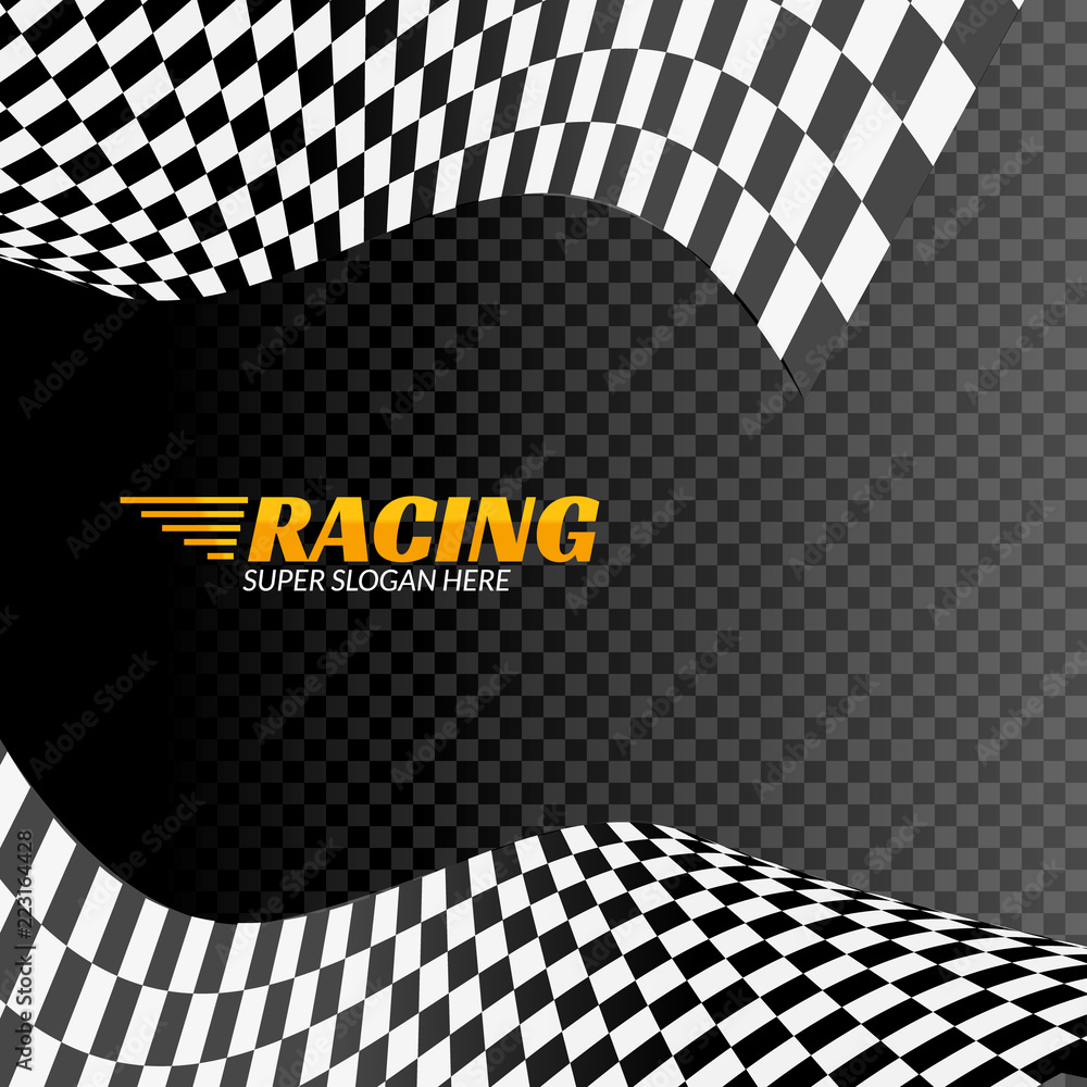 Racing background with race flag, vector sport design banner or poster ...
