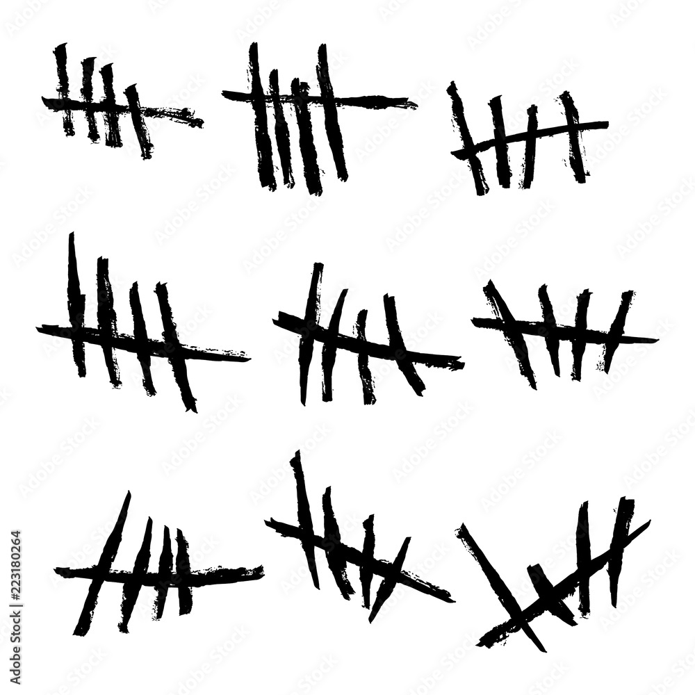 Set of counting waiting number on wall prison illustration. Vector ...