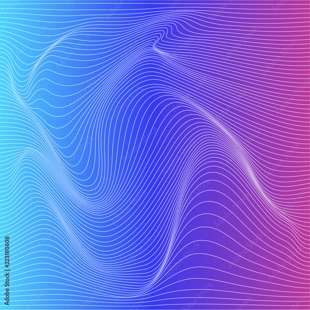 Wave Distorted Texture Of Color Gradation Abstract Dynamical Rippled Surface Vector Stripe