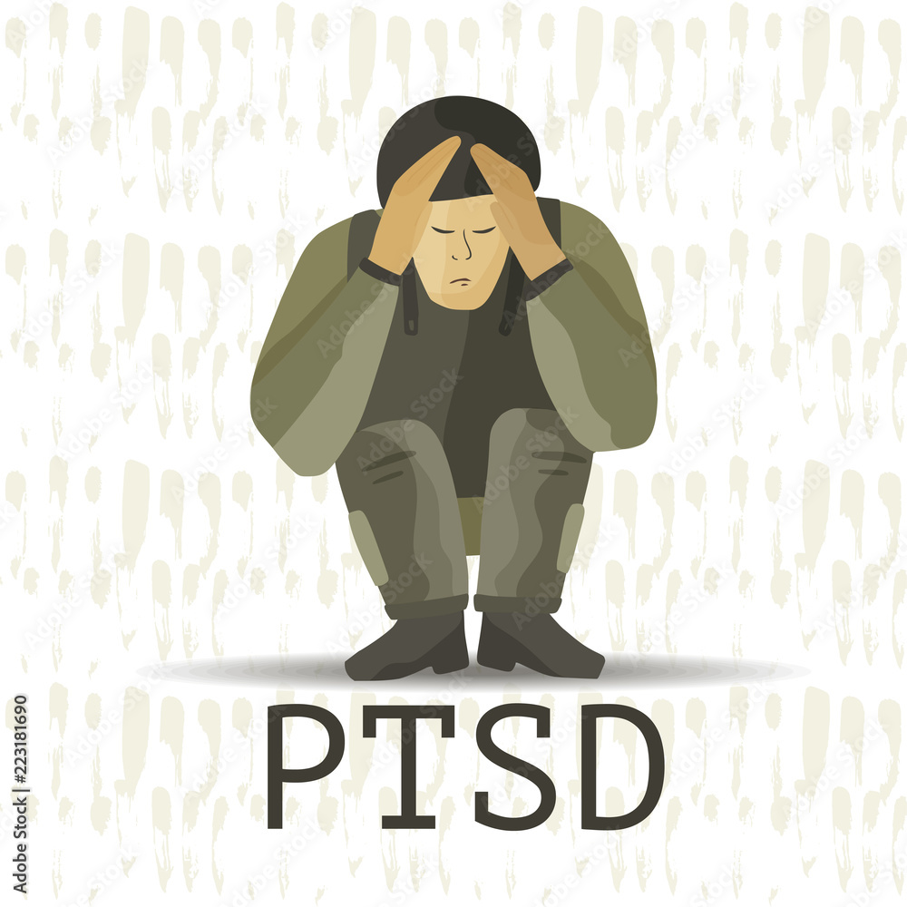 PTSD. Post traumatic stress disorder vector illustration. Stock Vector ...