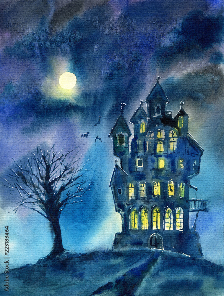 Watercolor Night Scene