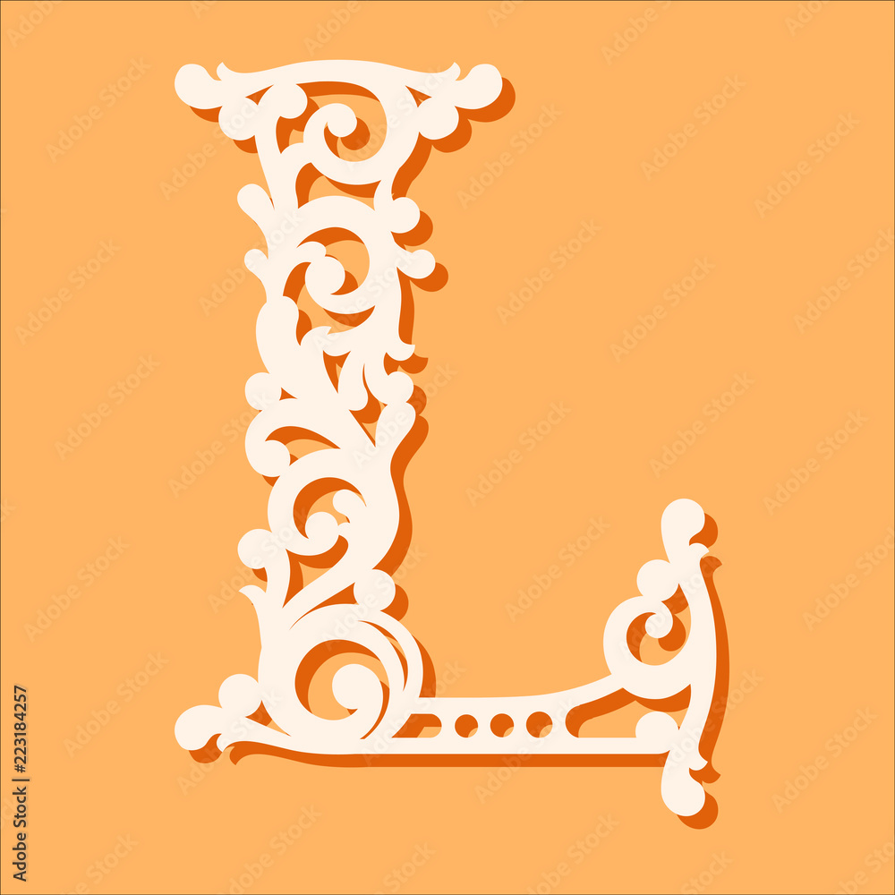 Laser cut template. Initial monogram letters. Fancy floral alphabet ...