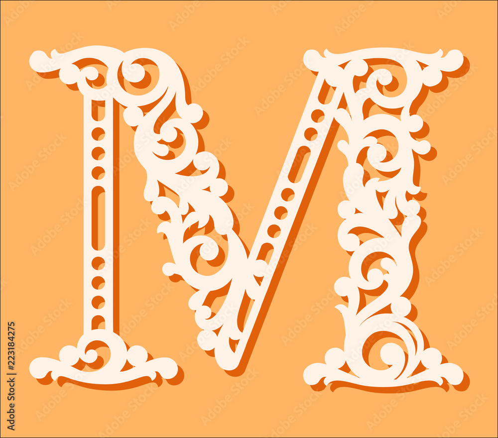 Laser cut template. Initial monogram letters. Fancy floral alphabet ...
