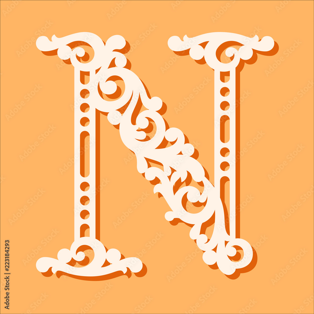 Laser cut template. Initial monogram letters. Fancy floral alphabet ...