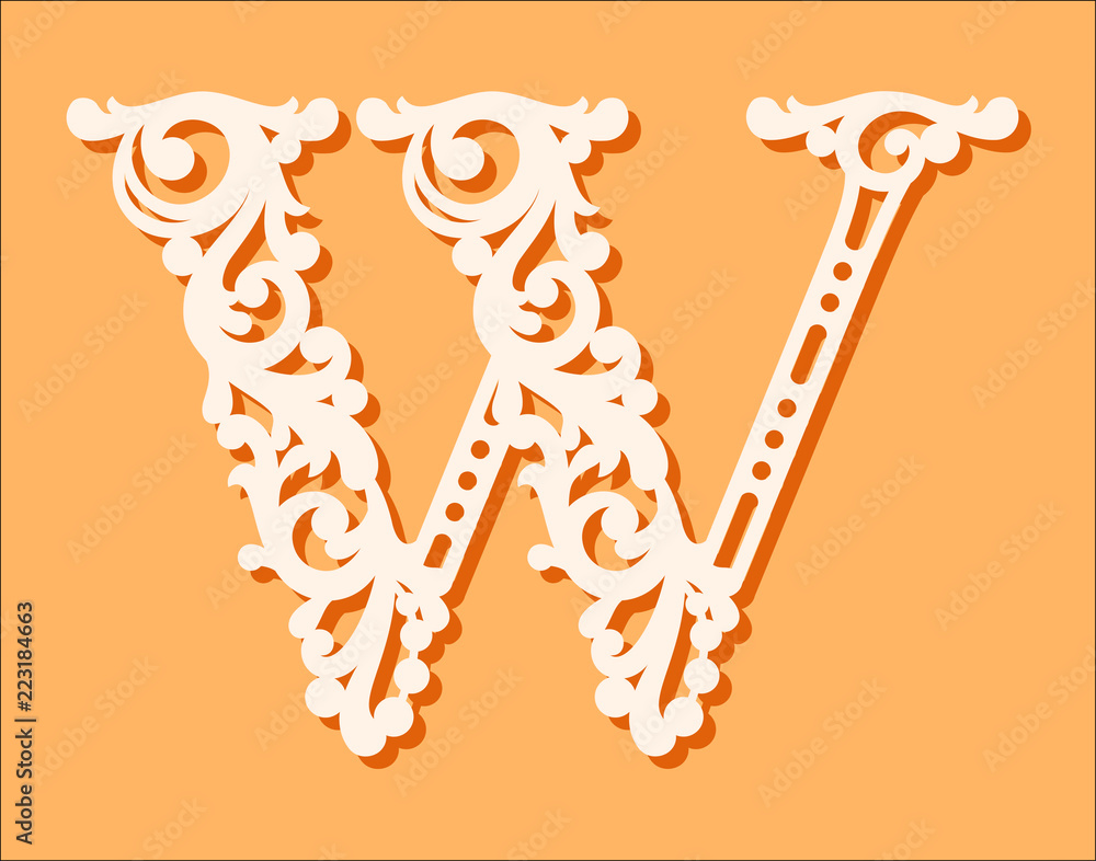 Laser cut template. Initial monogram letters. Fancy floral alphabet ...