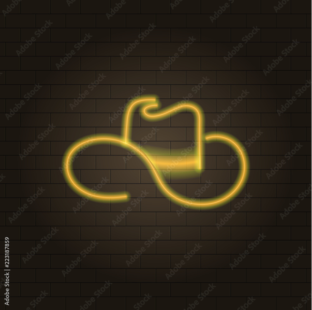 Vector Neon Yellow Hat, Cowboy Hat, Western Illustration, Logo on Brick ...