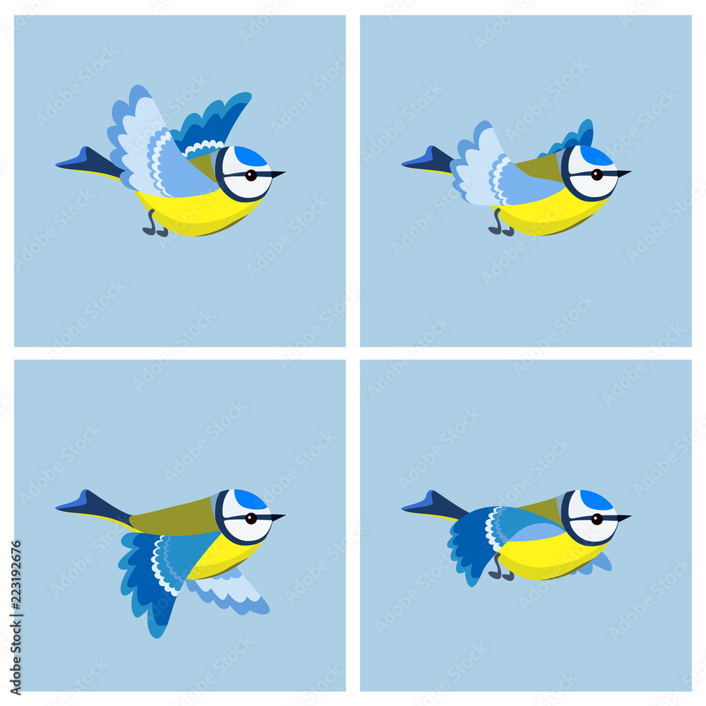Flying Blue Tit animation sprite sheet Stock Vector | Adobe Stock