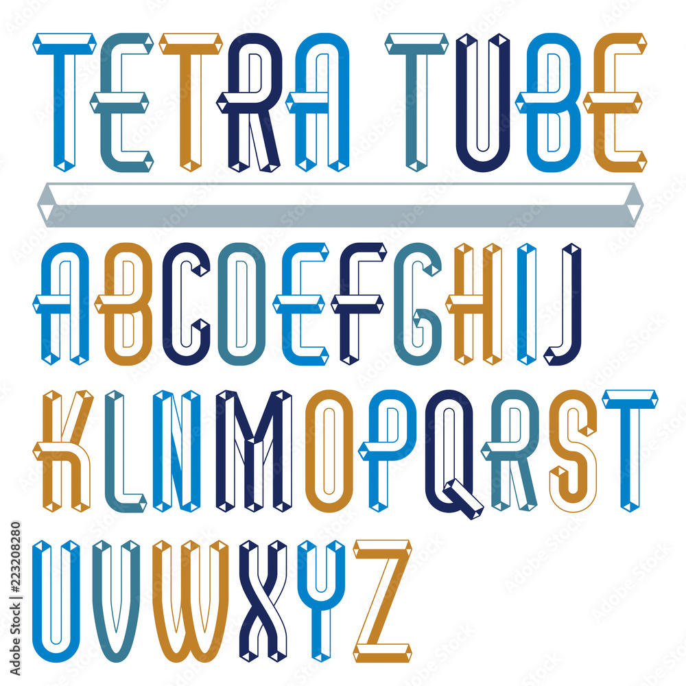 Vector trendy modern capital, uppercase alphabet letters collection ...