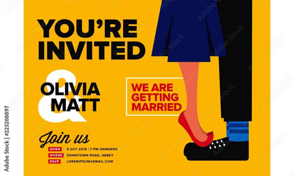 You Are Invited Wedding Invitation Design Template. Abstract Modern ...