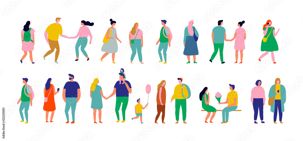Colorful Crowd. Flat People big vector set. Male and female cartoon ...