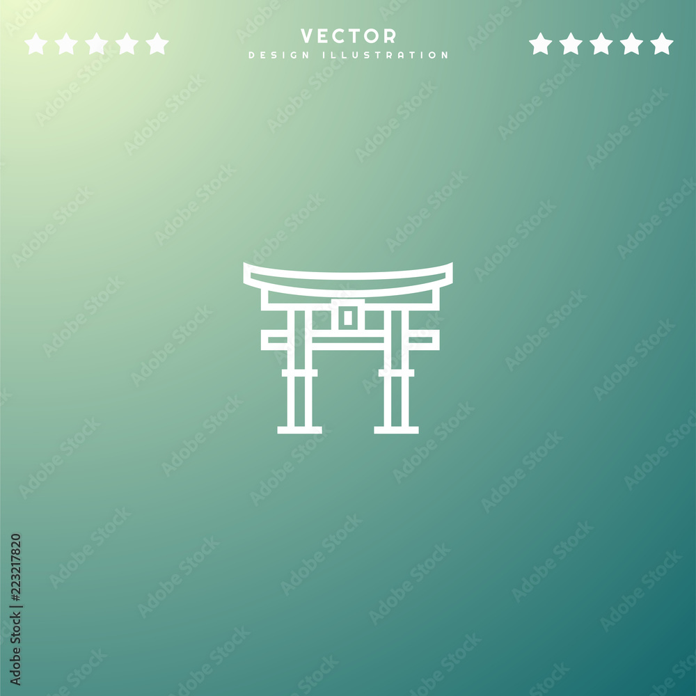Premium Symbol of Torii Gate Related Vector Line Icon Isolated on Gradient Background. Modern ...