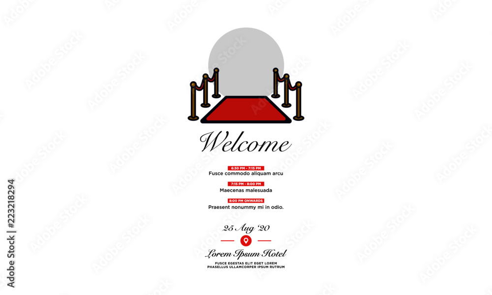 Welcome Event Invitation with Red Carpet Vector Illustration in Flat ...