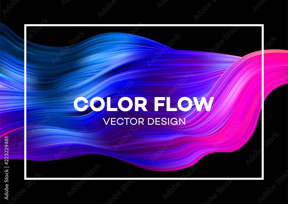 Modern colorful flow poster. Wave Liquid shape in blue color background ...