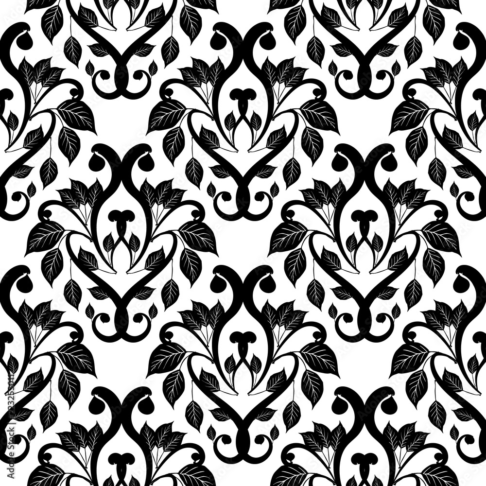 Black And White Damask Pattern Vector