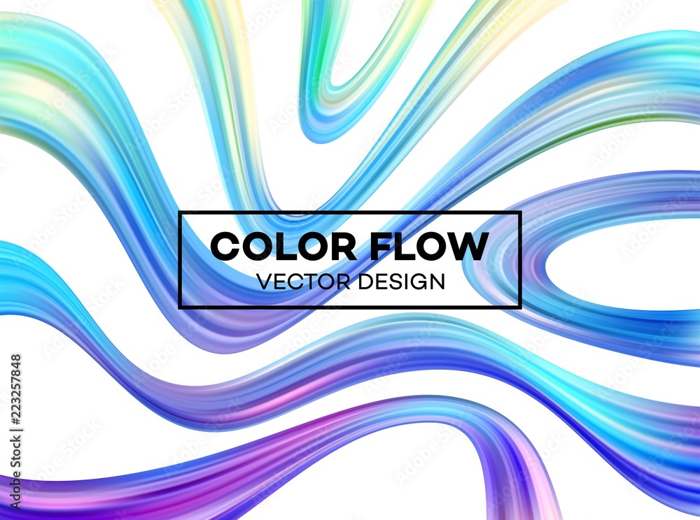 Modern colorful flow poster. Wave Liquid shape in blue color background ...