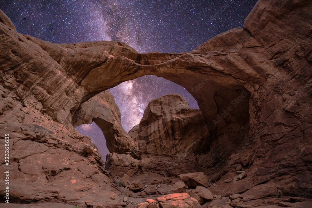 Arches National Park Double Arch Milky Way Stars Stock Photo | Adobe Stock