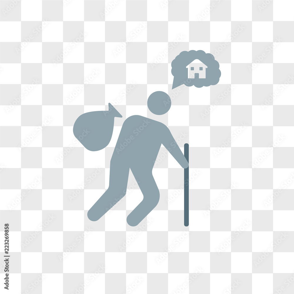 Homeless vector icon isolated on transparent background, Homeless logo ...