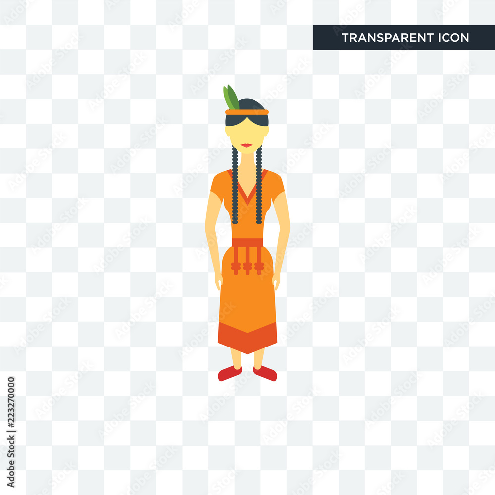 Native american vector icon isolated on transparent background, Native ...