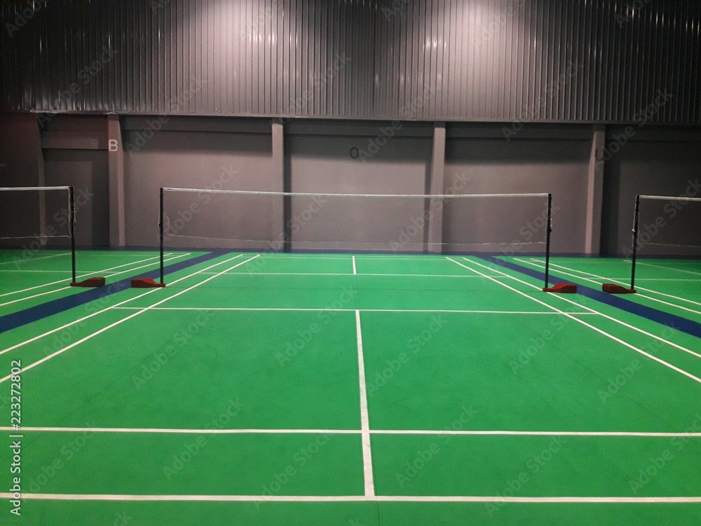 line on green badminton court Stock Photo | Adobe Stock