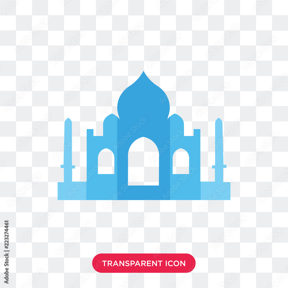 Taj mahal vector icon isolated on transparent background, Taj mahal ...