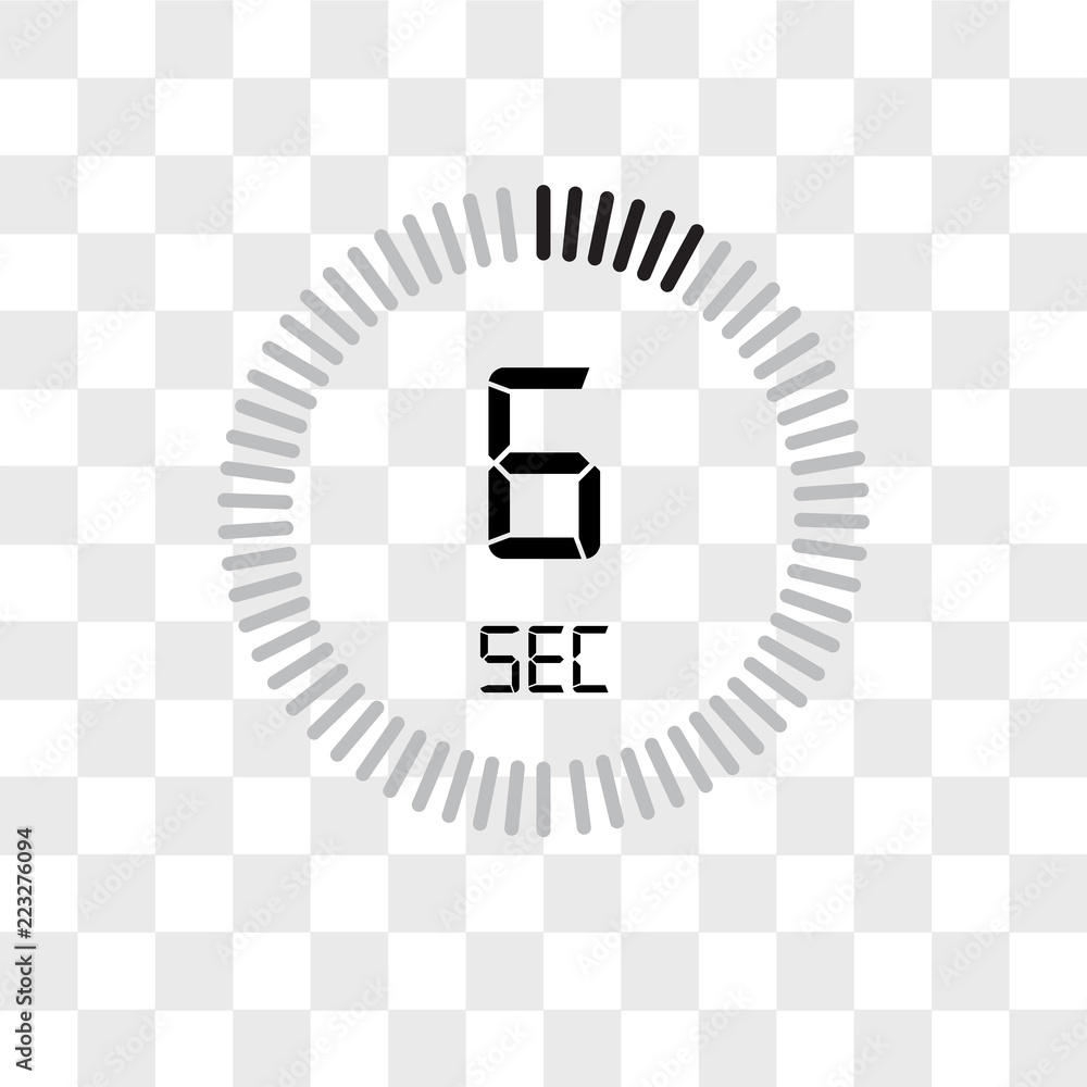 The 6 seconds vector icon isolated on transparent background, The 6 ...