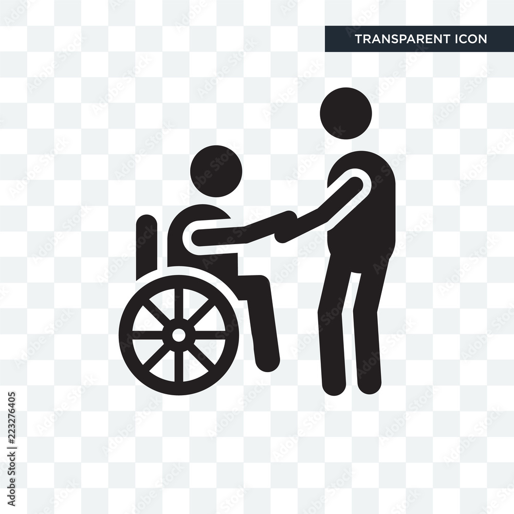 Wheelchair vector icon isolated on transparent background, Wheelchair ...