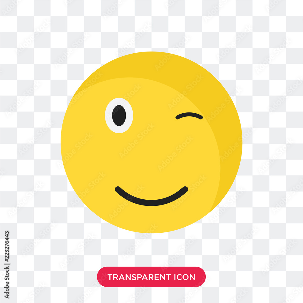 Winking smile vector icon isolated on transparent background, Winking ...