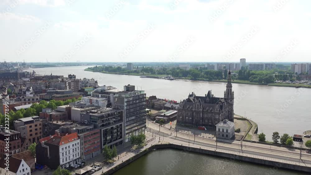 Antwerp amazing panoramic view. European capital city with modern and ...
