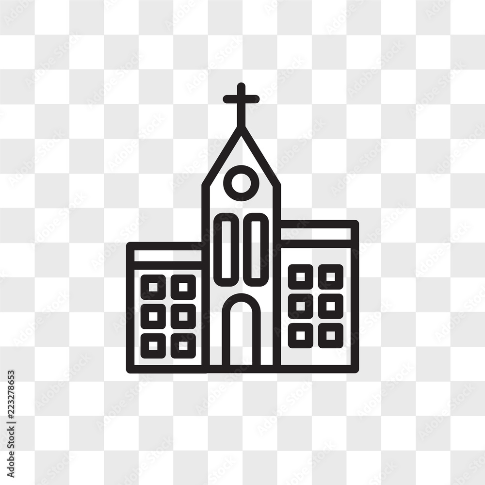 Church vector icon isolated on transparent background, Church logo ...