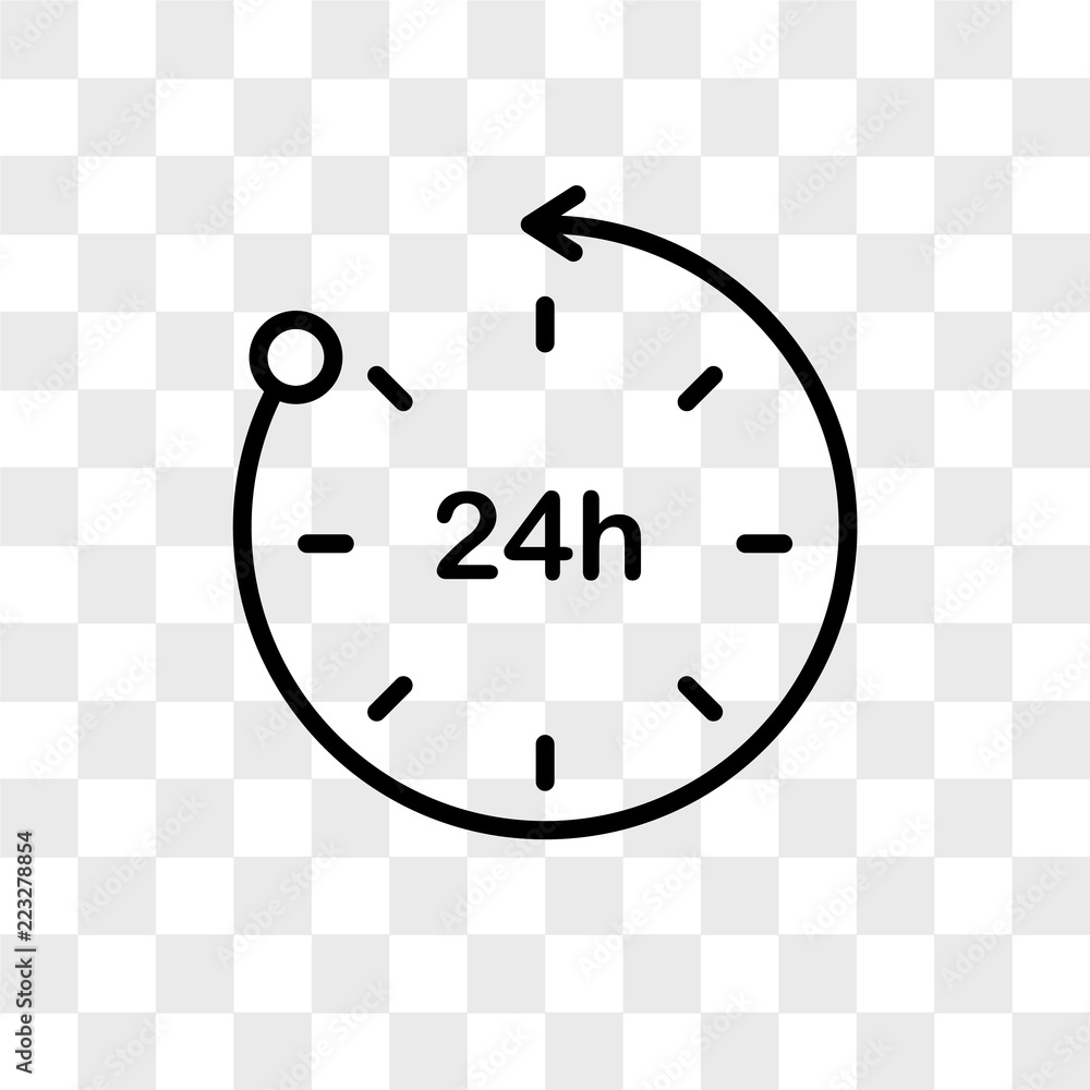 24 hours vector icon isolated on transparent background, 24 hours logo ...