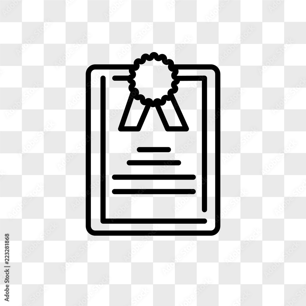 Certificate vector icon isolated on transparent background, Certificate ...